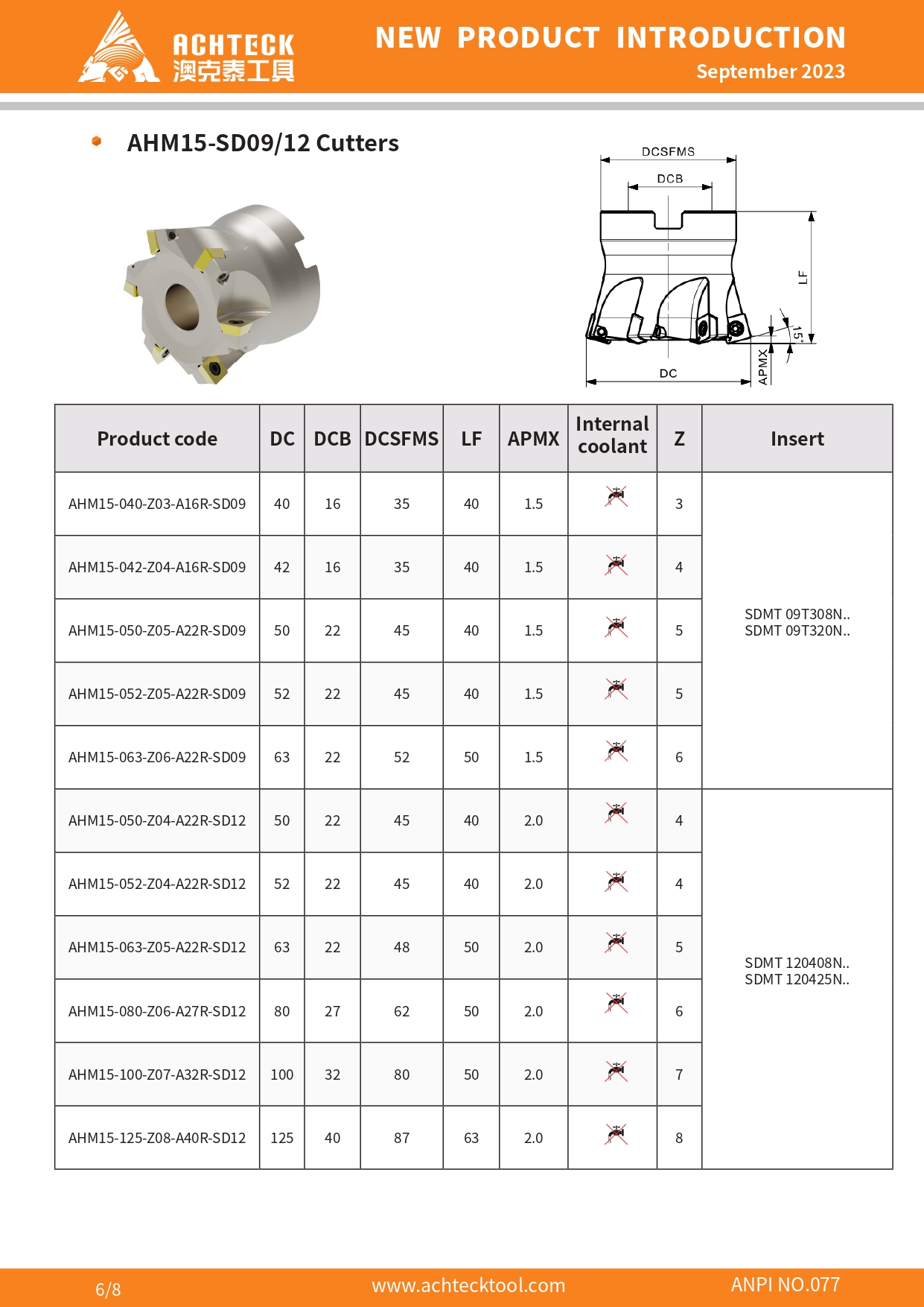 SD09/12 Positive multi-purpose milling insert with 4 cutting edges